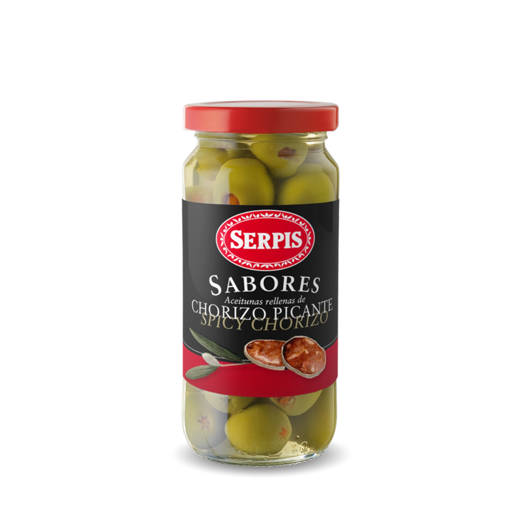 Serpis Sabores Olives Stuffed with Spicy Chorizo (8 x 235g) – Barrels ...